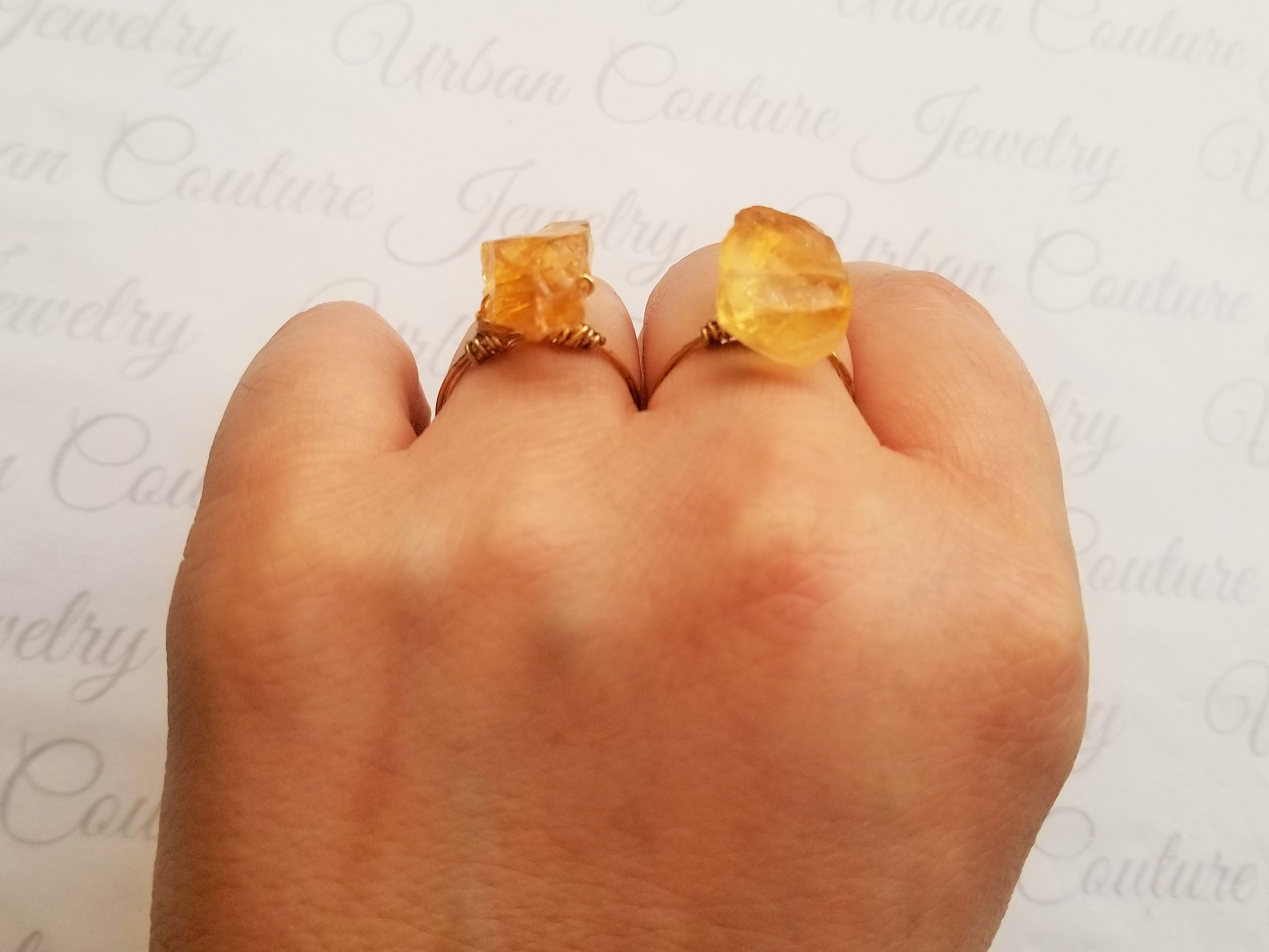 Raw Citrine Gemstone Ring Raw Citrine Jewelry Genuine Orange | Etsy
