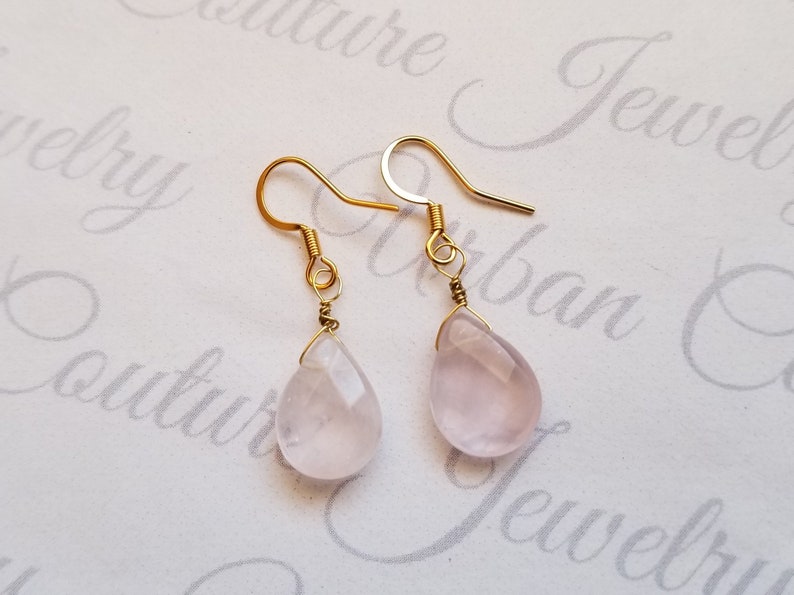 Rose Quartz Earrings Pink Rose Quartz Gemstone Earrings - Etsy