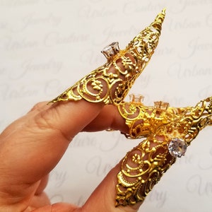 5 Claw Rings, Goth Ring Armor, Long Sharp Gold Nails, Golden Claws ...