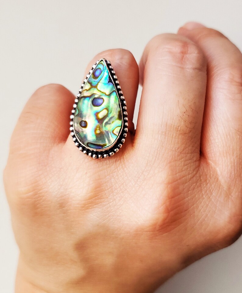 Genuine Abalone Ring Abalone Shell Ring Abalone Jewelry - Etsy