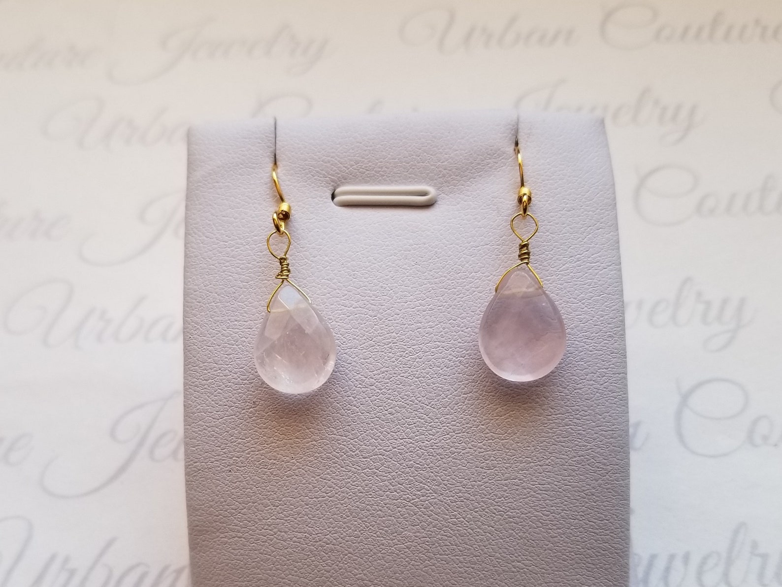 Rose Quartz Earrings Pink Rose Quartz Gemstone Earrings - Etsy