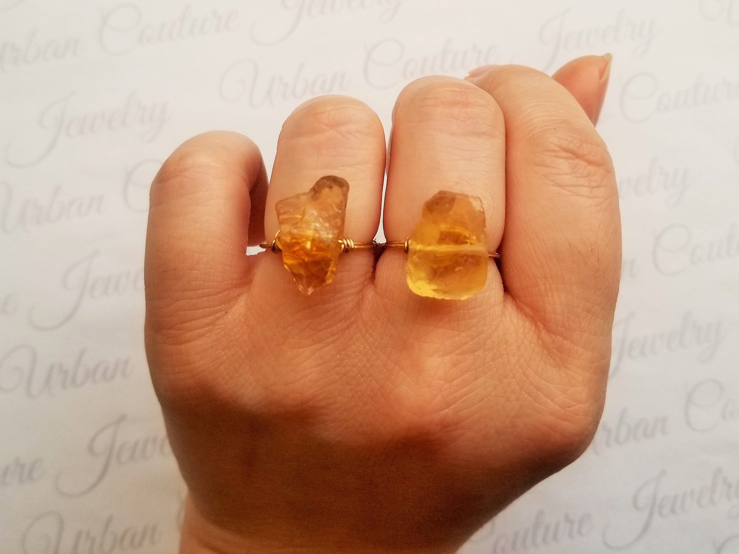 Raw Citrine Gemstone Ring Raw Citrine Jewelry Genuine Orange | Etsy