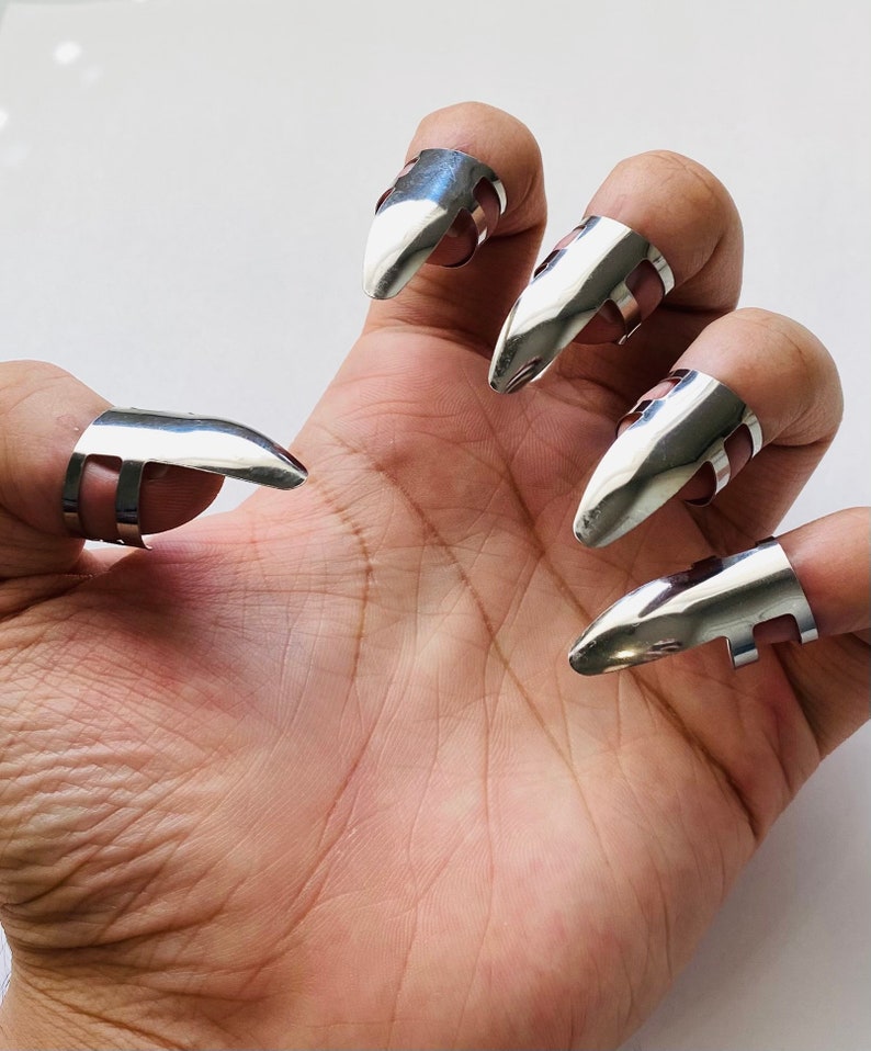 5 Stainless Steel Silver or Gold Claws Finger Nail Tips Nail - Etsy