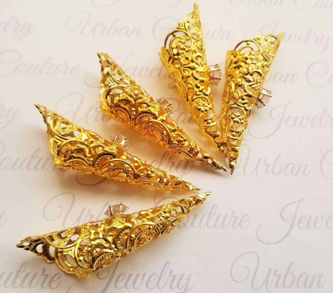 5 Claw Rings Goth Ring Armor Long Sharp Gold Nails Golden | Etsy