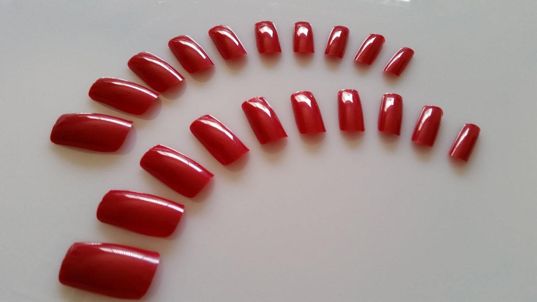 20 Red Nails Press On Nails Glue On Nails Red Goth Etsy