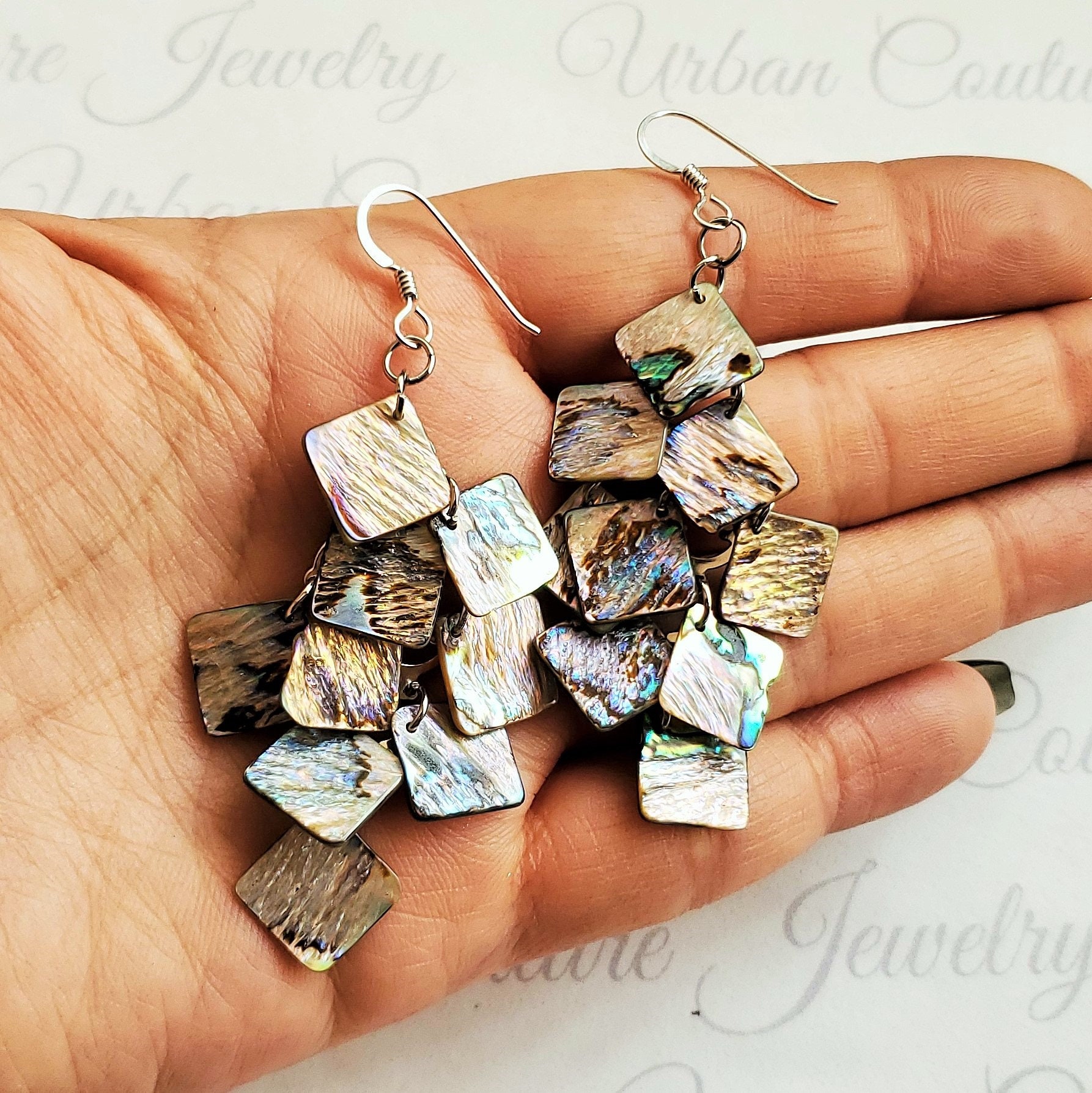 Large Abalone Earrings Pearl Abalone Sea Shell Ear Rings | Etsy