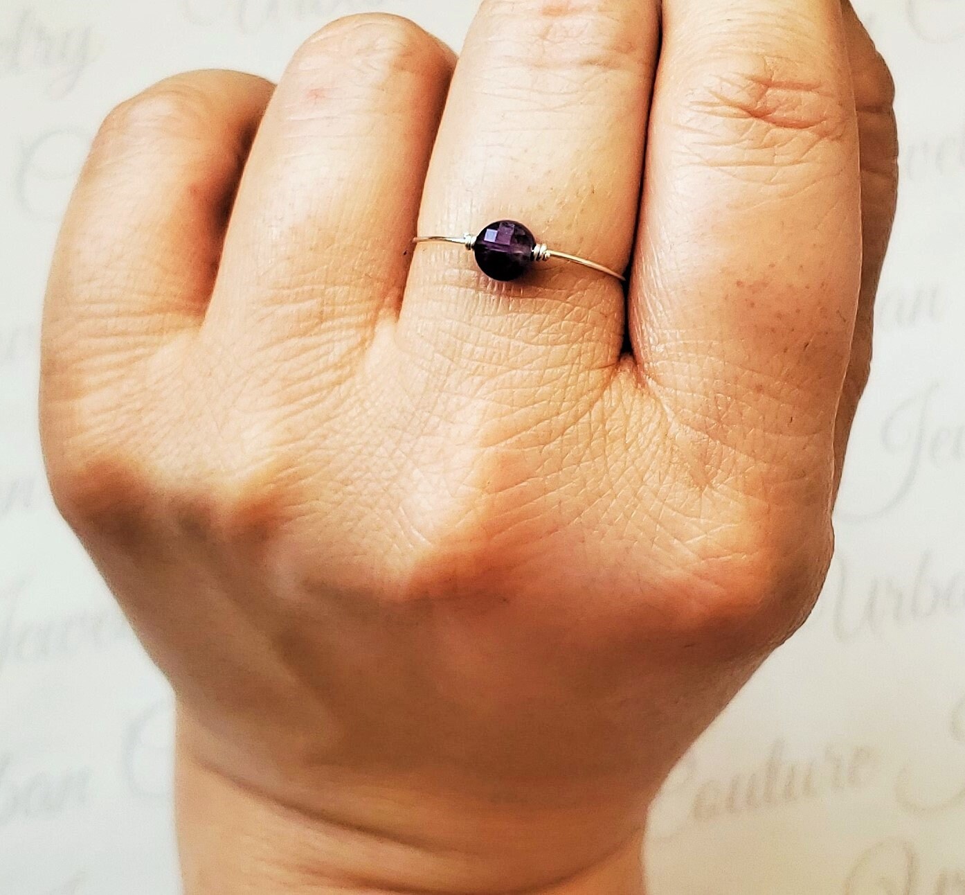 Tiny Amethyst Ring Small Faceted Dark Purple Gemstone Stack | Etsy