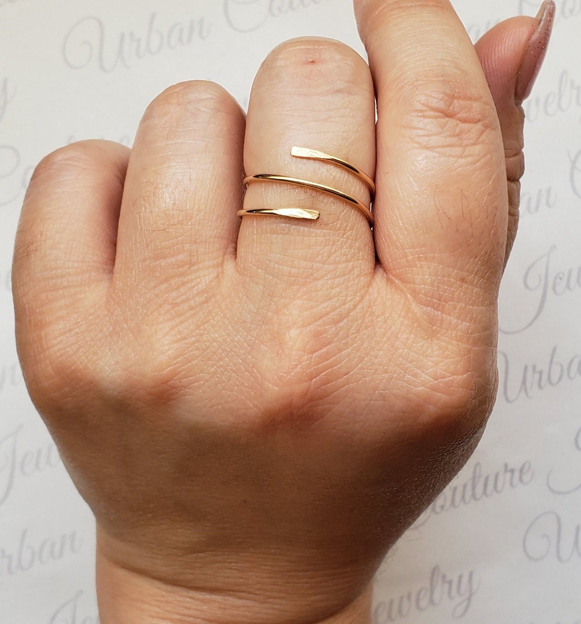 14K Gold Stack Ring Dainty Coil Ring Thin Dainty Rings 14K - Etsy