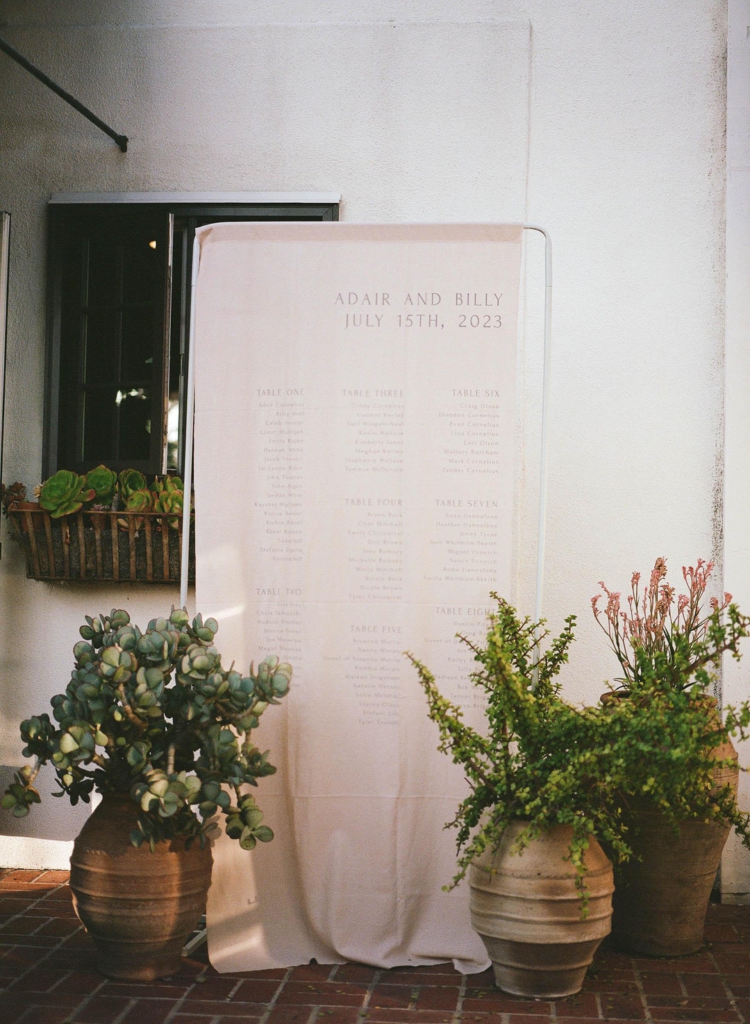 Ines Linen Seating Chart // Fabric Seating Chart // Escort Sign ...