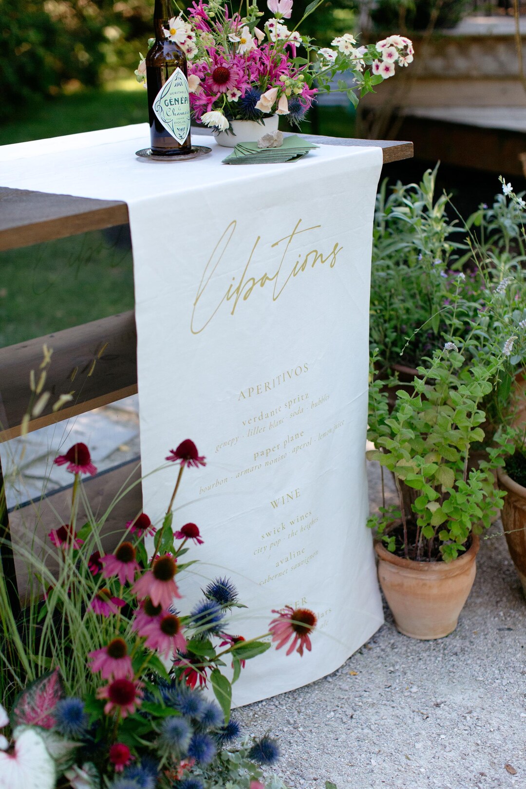 CUSTOM PRINTED Linen Bar Banner // Linen Wedding Sign // Fabric Wedding ...