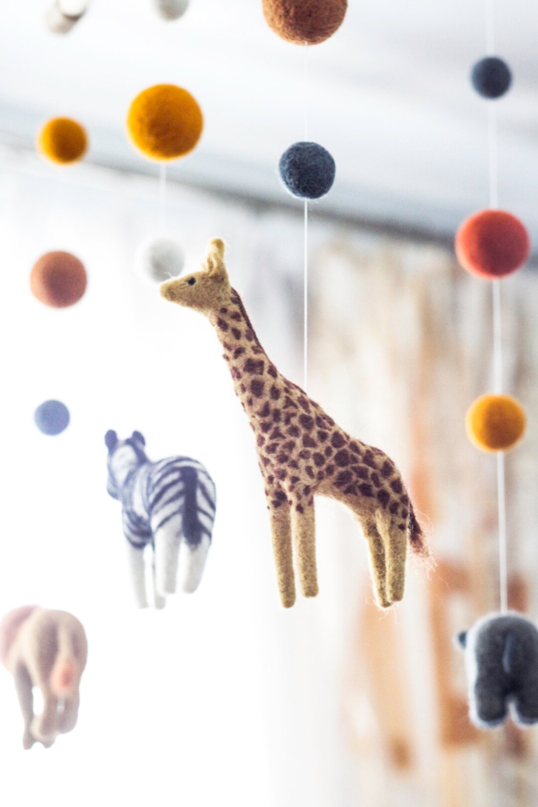 Needle Felt Mobile - Safari Baby Mobile, Baby Crib Mobile Boy, Mobile ...