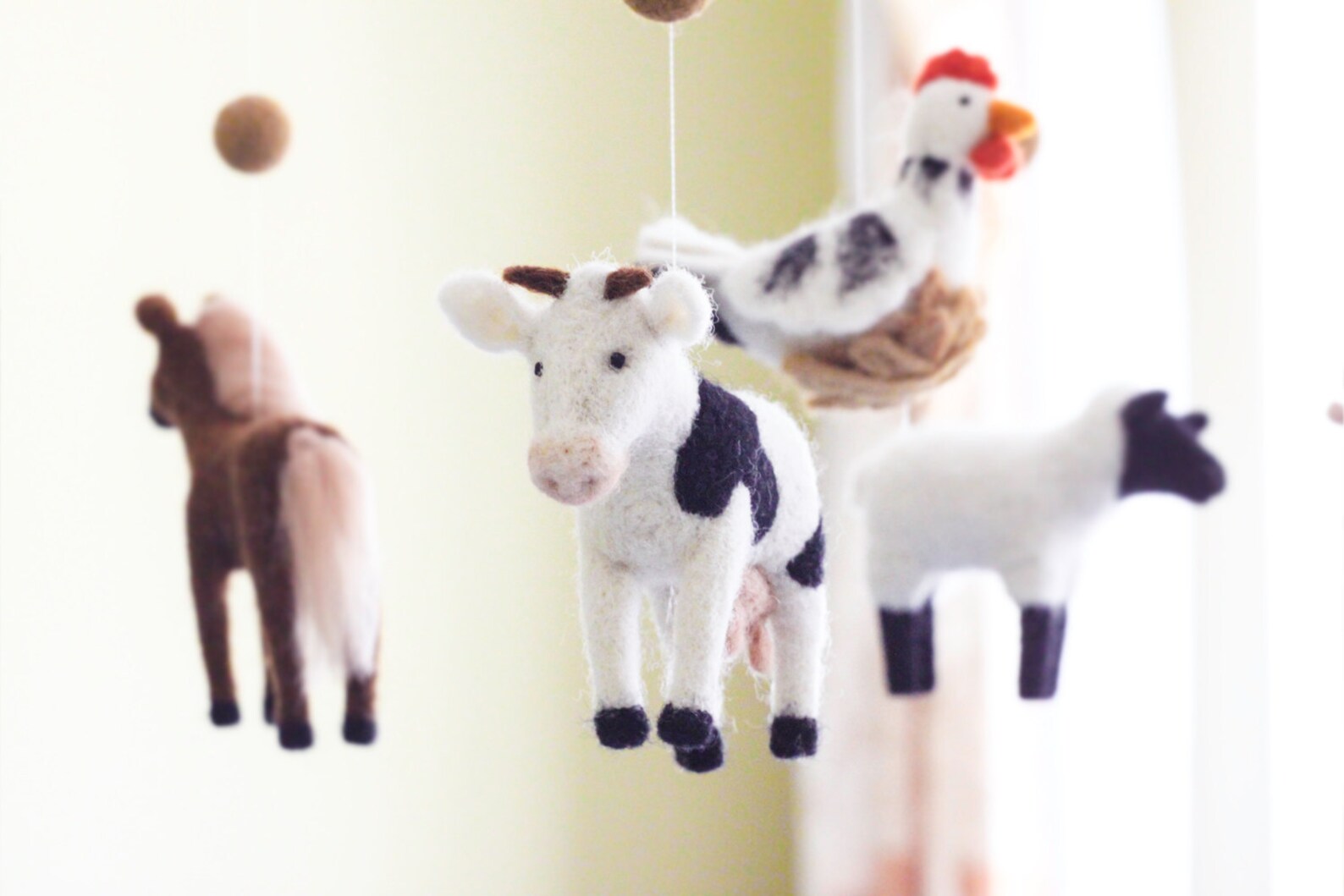 Needle Felted Baby Mobile Farm Animals Domestic Animals Baby - Etsy