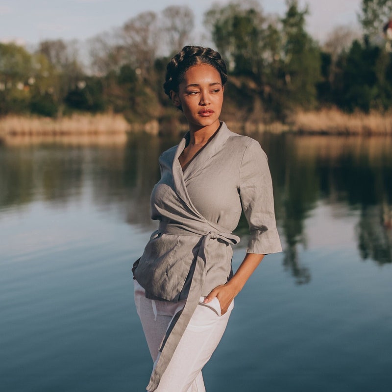 Grey Wrap Top - Etsy