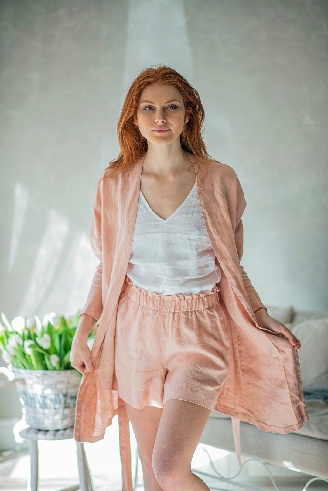 Linen Short Pants Women Linen Shorts Blush Linen Shorts - Etsy