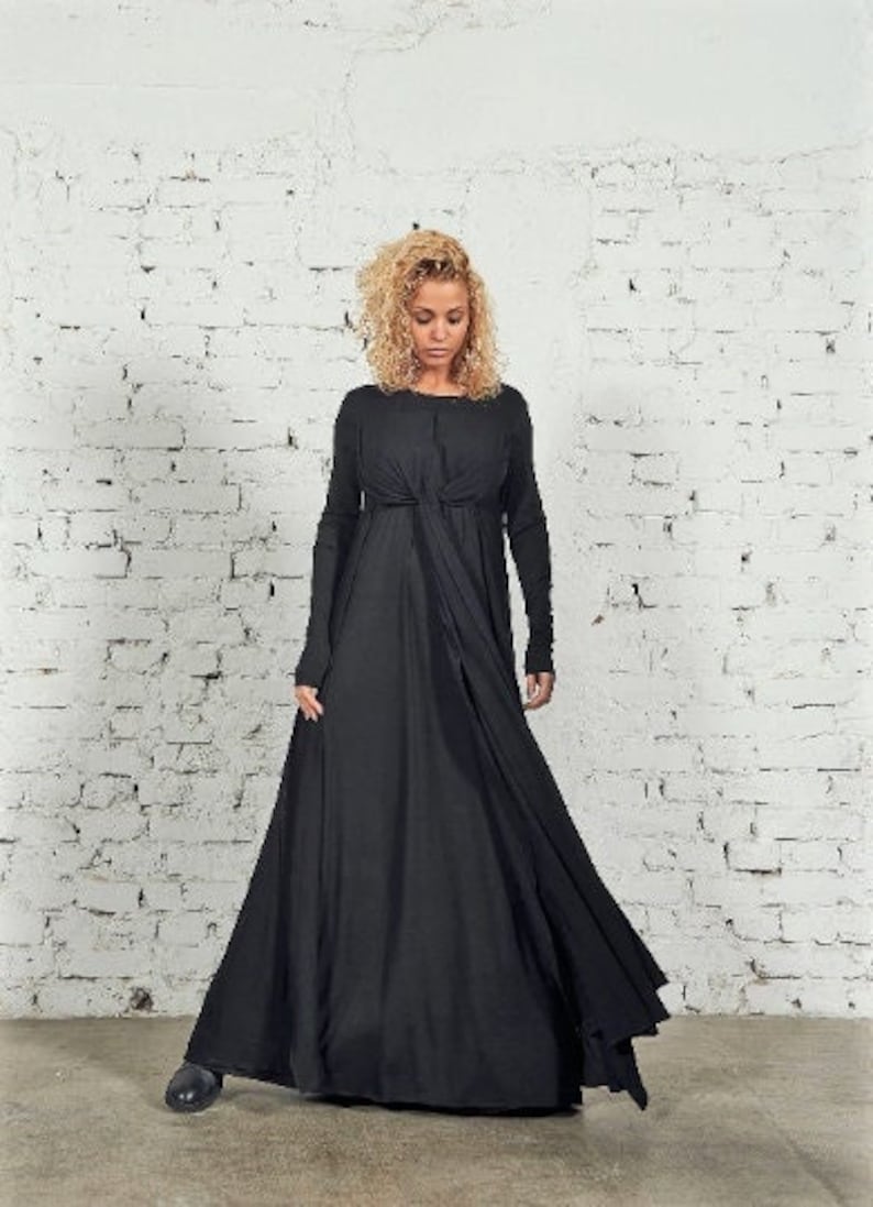 Black Maxi Dress Long Sleeve Maxi Dress Long Black Dress - Etsy