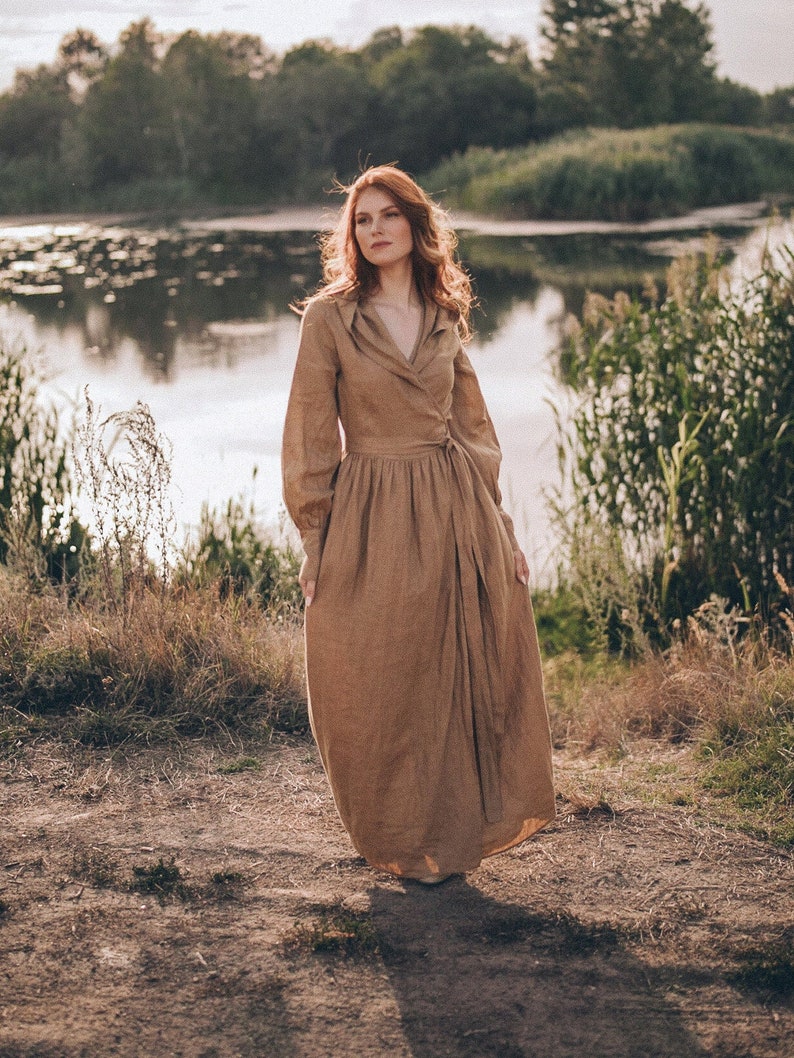 Heavy Linen Winter Dress Maxi Length Linen Dress Hooded - Etsy