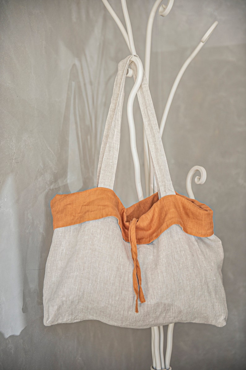 Linen Handbag Linen Tote Bag Natural Linen Bag Large Eco - Etsy