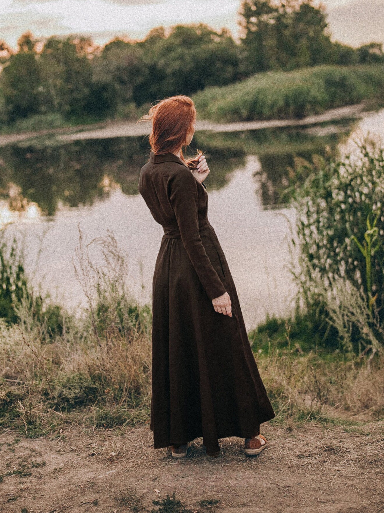 Heavy Linen Dress Linen Fall Dress Long Sleeve Maxi Dress - Etsy