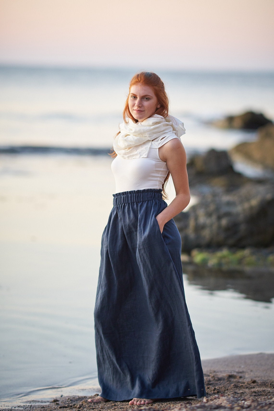 Maxi Linen Skirt, Linen Clothing, Maxi Skirt, Plus Size Clothing, High ...