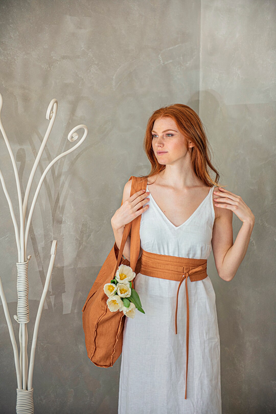 Linen Wrap Belt, Linen Dress Belt, Washed Linen Obi Belt, Ochre Linen ...