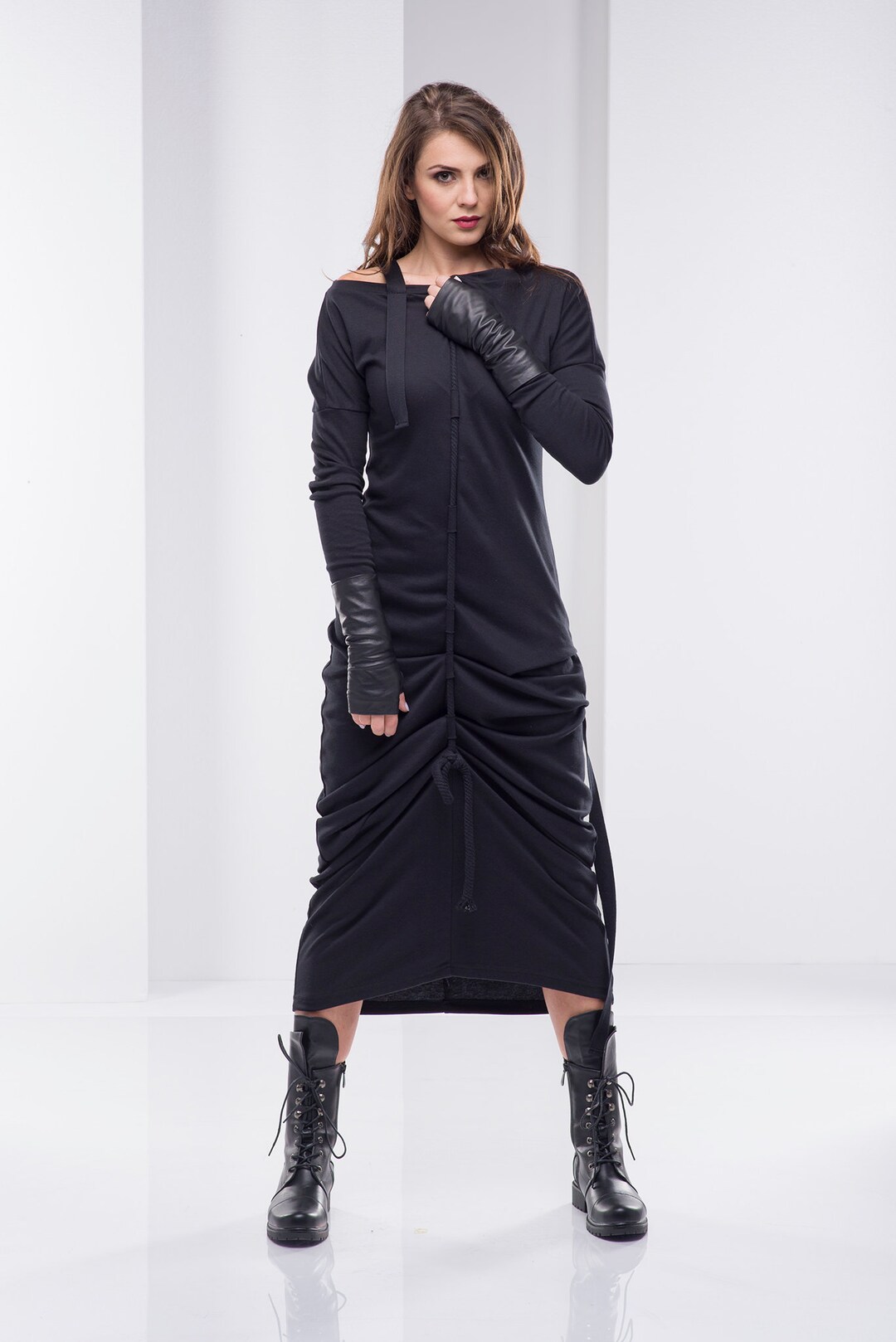 Black Maxi Dress, Winter Gothic Dress, Plus Size Clothing - Etsy