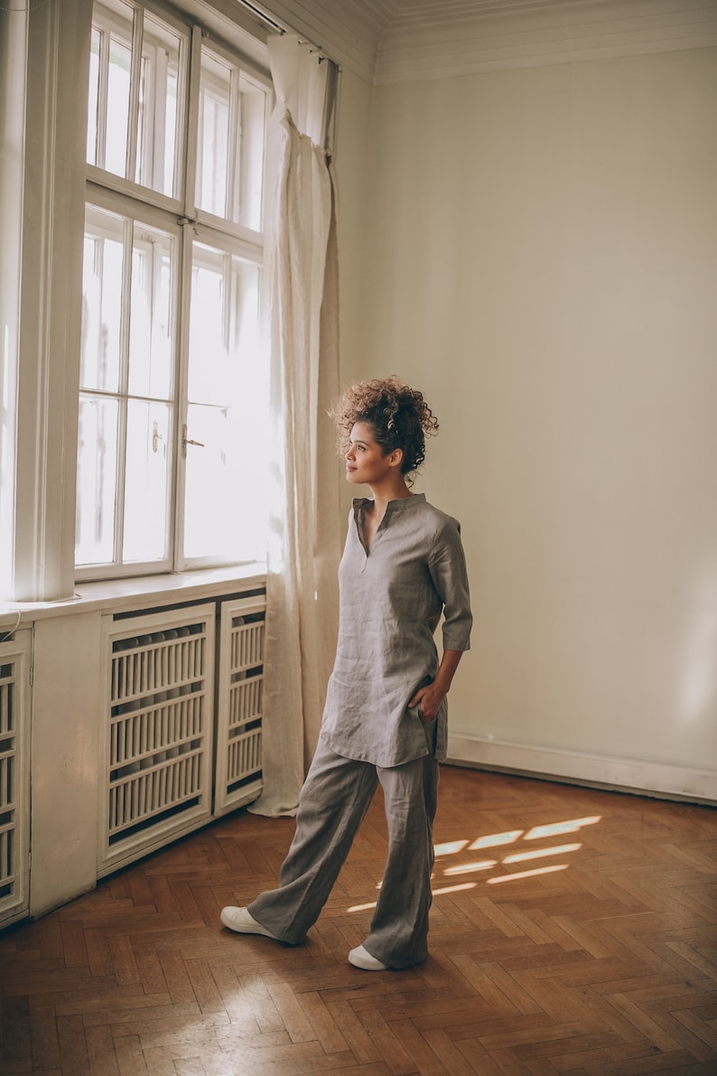 Gray Linen Tunic Top, Summer Shirt, Side Slits, Bohemian Clothing - Etsy