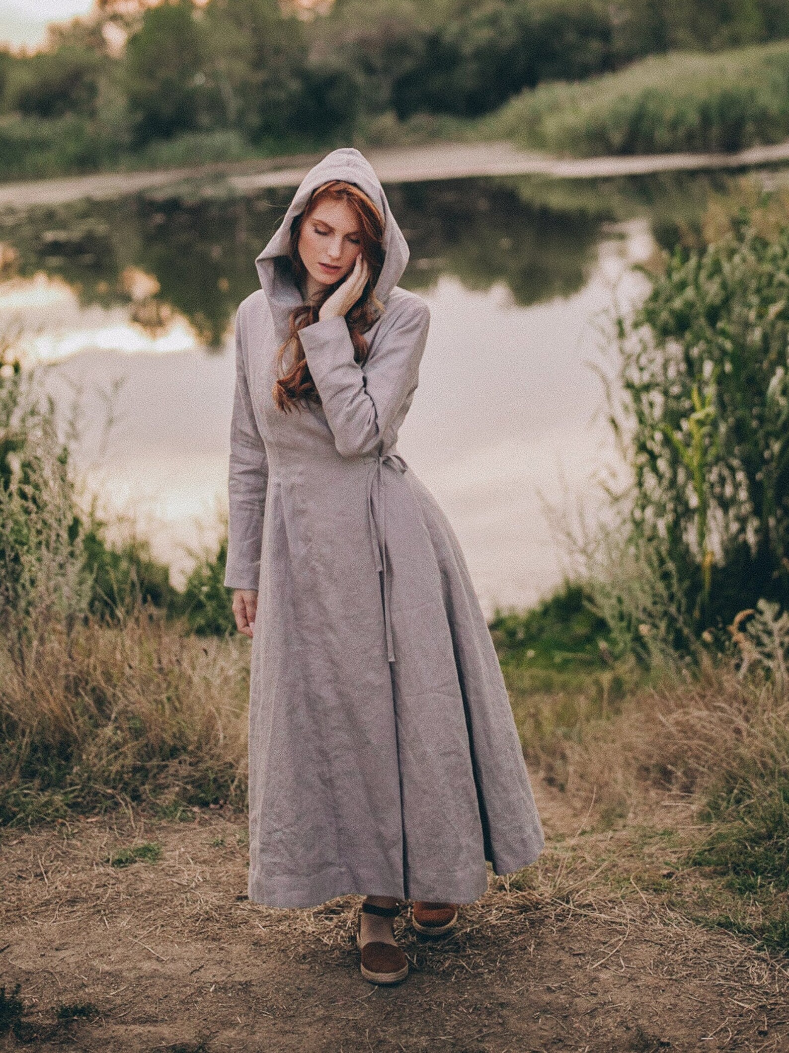 Heavy Linen Coat Hooded Coat With Pockets Linen Wrap Coat - Etsy