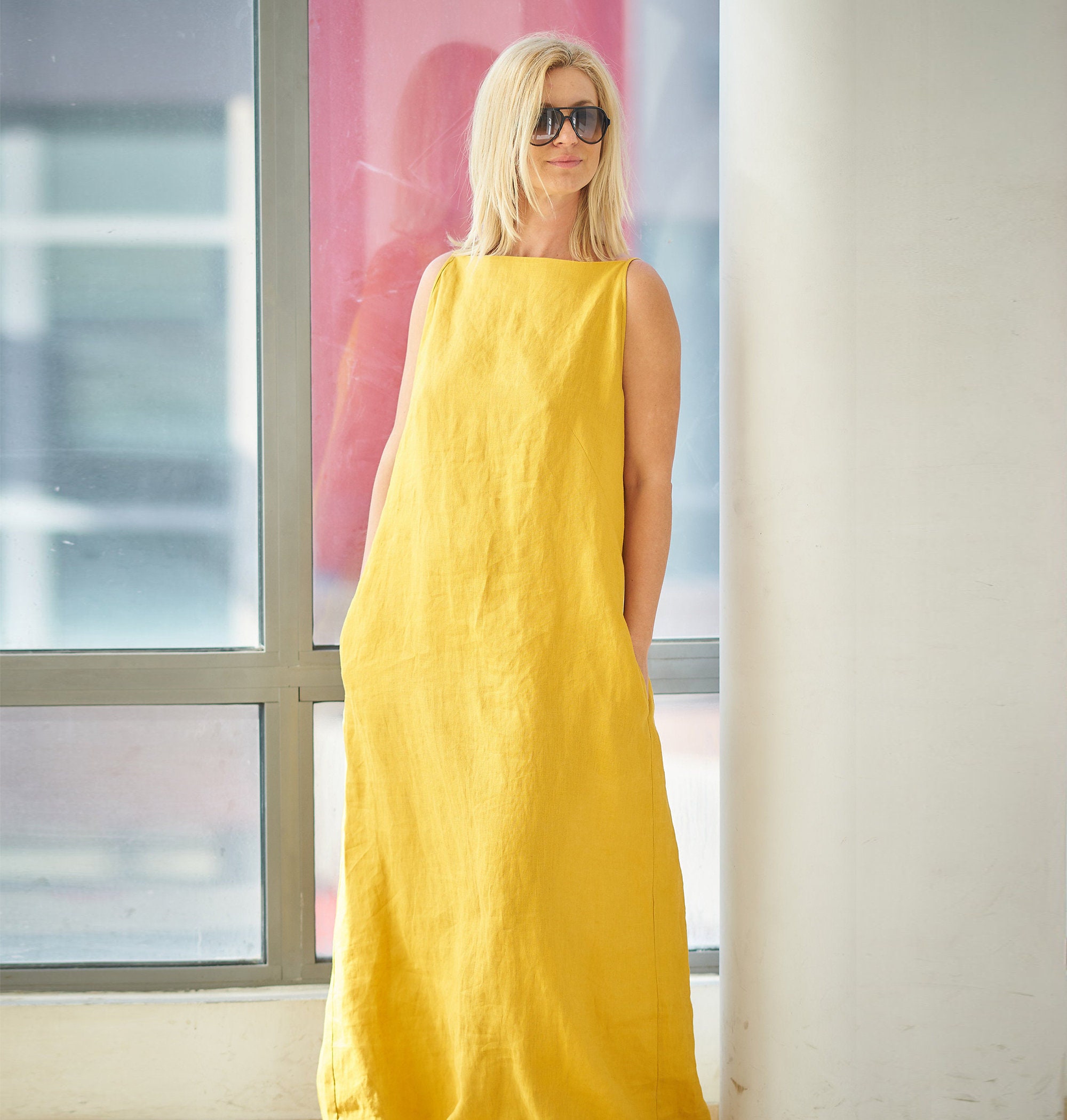 Vtg Yellow Floral Lace 70’s Hand Made Maxi Dress - munimoro.gob.pe