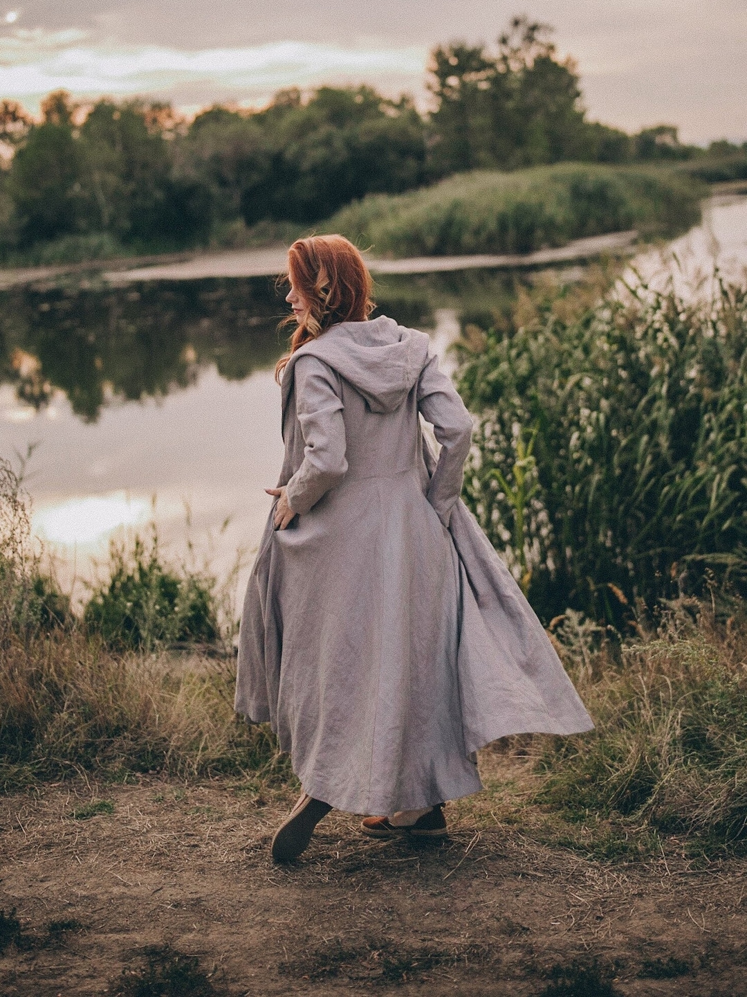 Heavy Linen Coat Hooded Coat With Pockets Linen Wrap Coat - Etsy