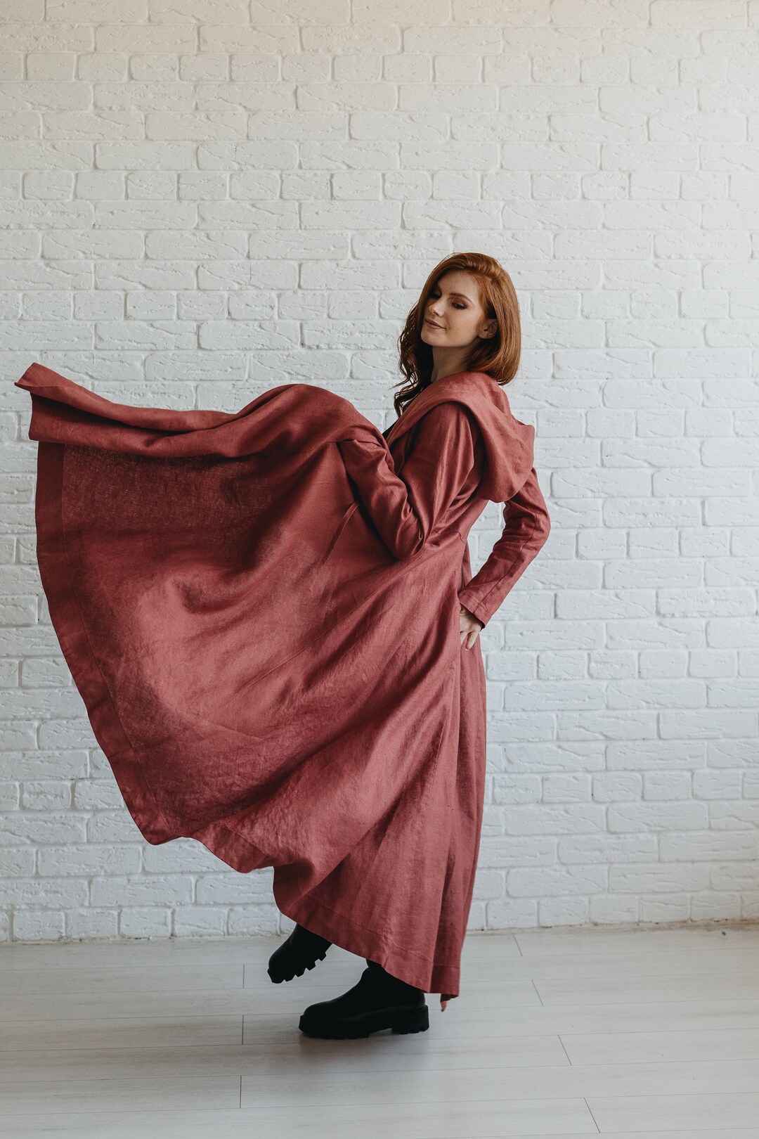 Linen Coat Women, Linen Duster, Linen Cardigan Coat, Moroccan Red Linen ...