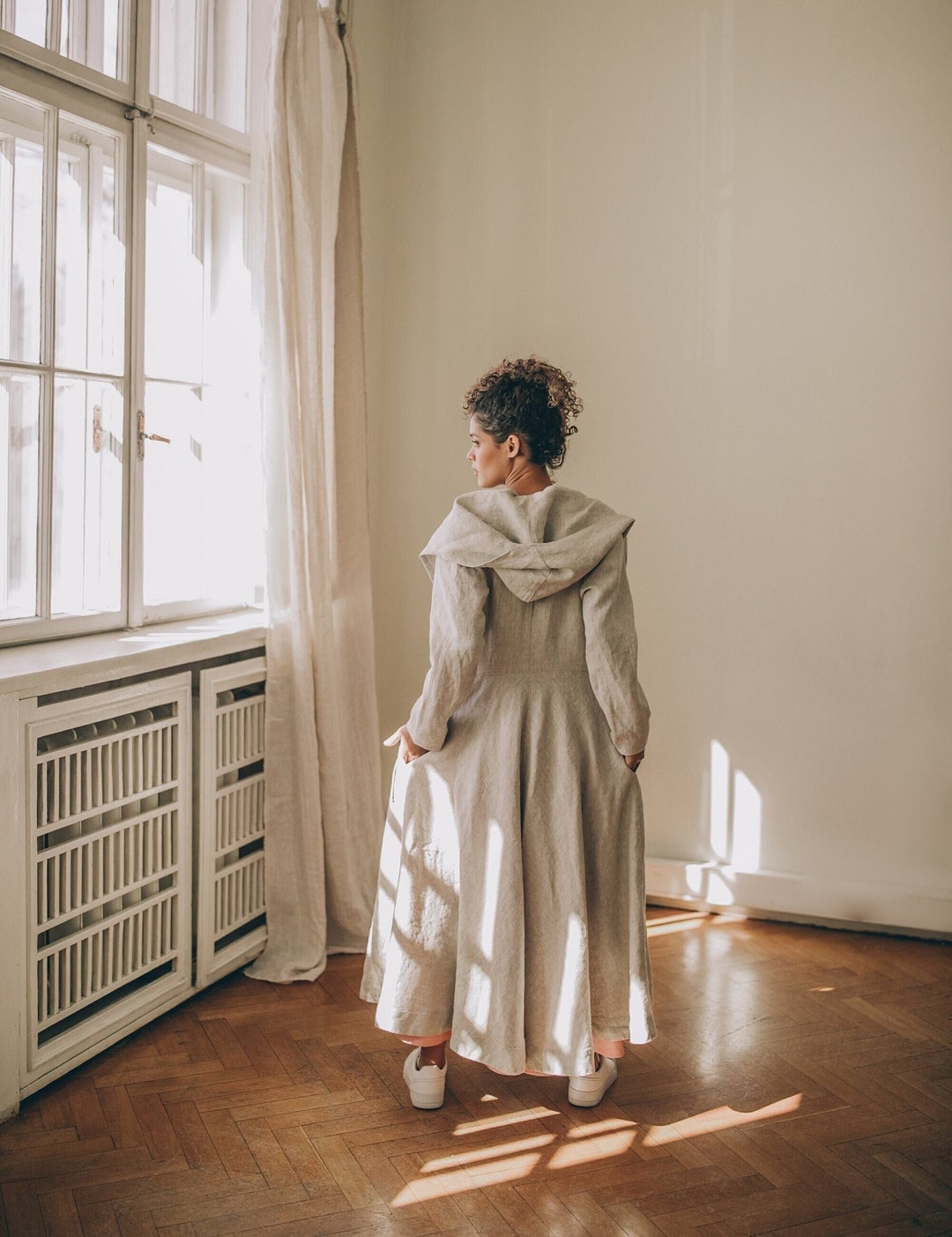 Linen Coat for Women, Long Linen Coat With Hood, Heavy Linen Spring ...