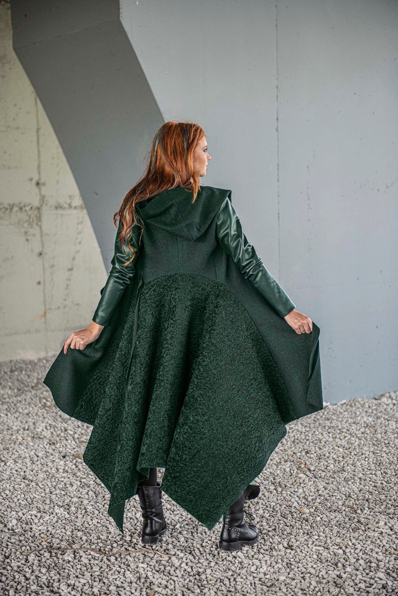 Emerald Green Coat for Women, Winter Coat, Maxi Coat, Asymmetrical Coat ...