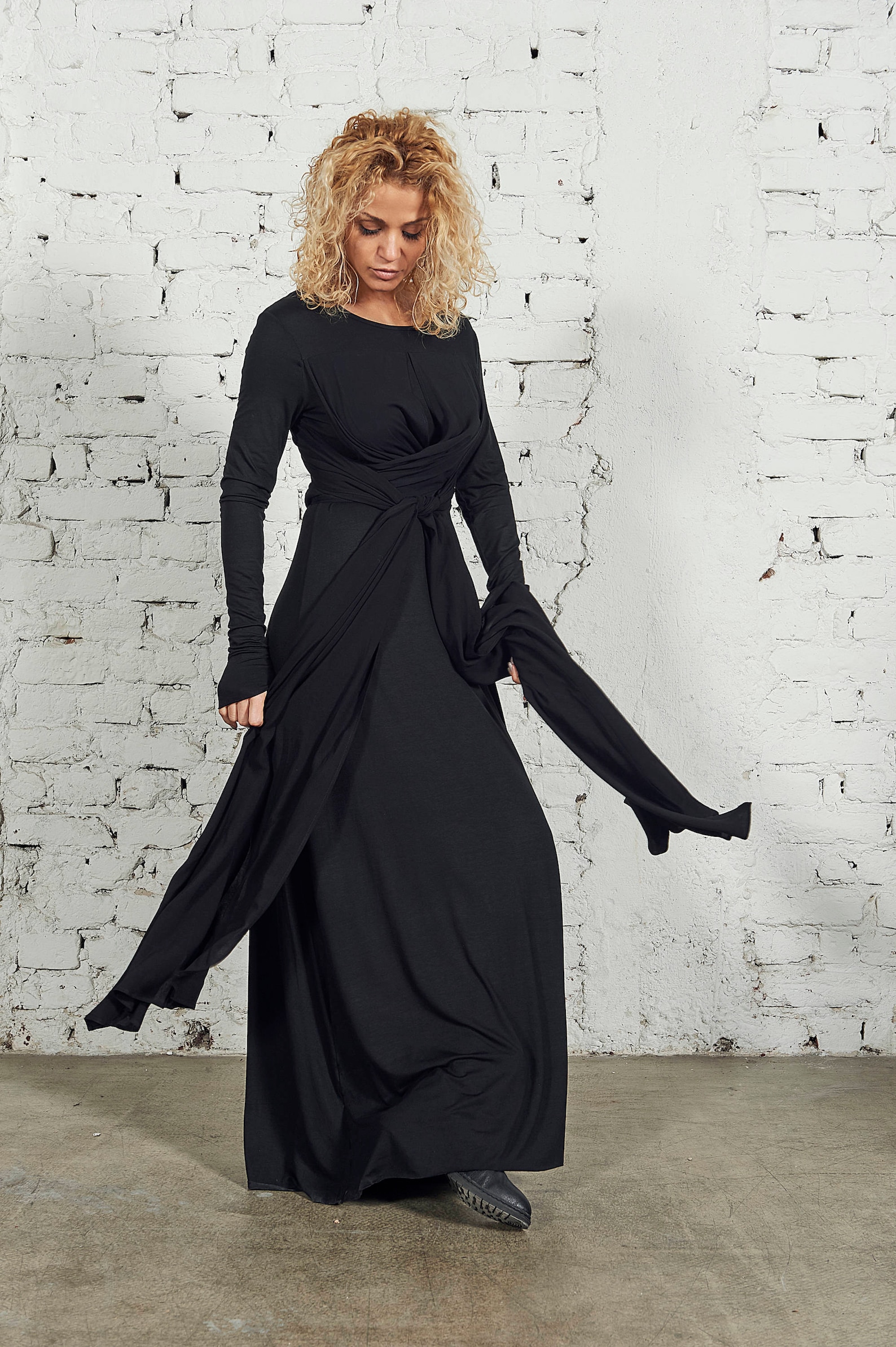 Black Maxi Dress Long Sleeve Maxi Dress Long Black Dress - Etsy