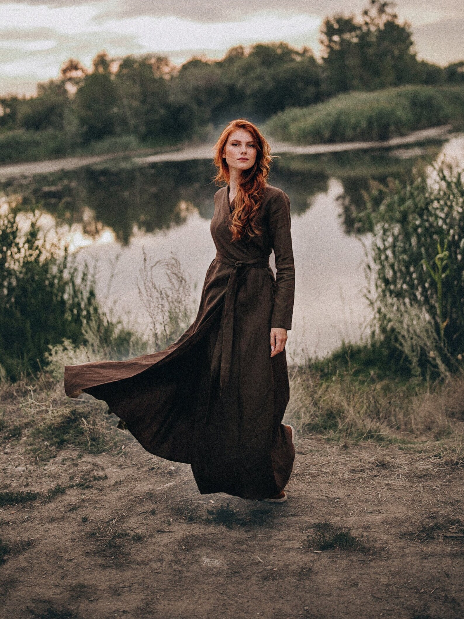 Heavy Linen Dress Linen Fall Dress Long Sleeve Maxi Dress - Etsy