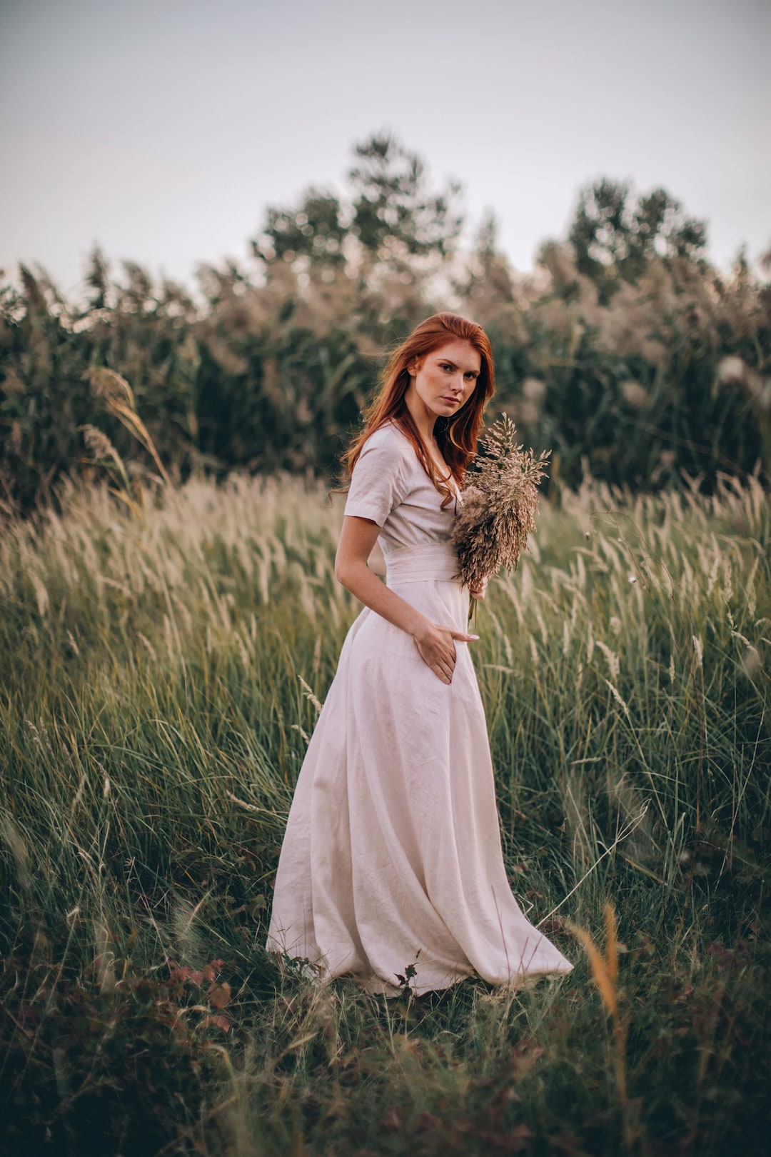 Robe de mariée en lin, robe longue d'été, robe de mariée bohème, robe ...