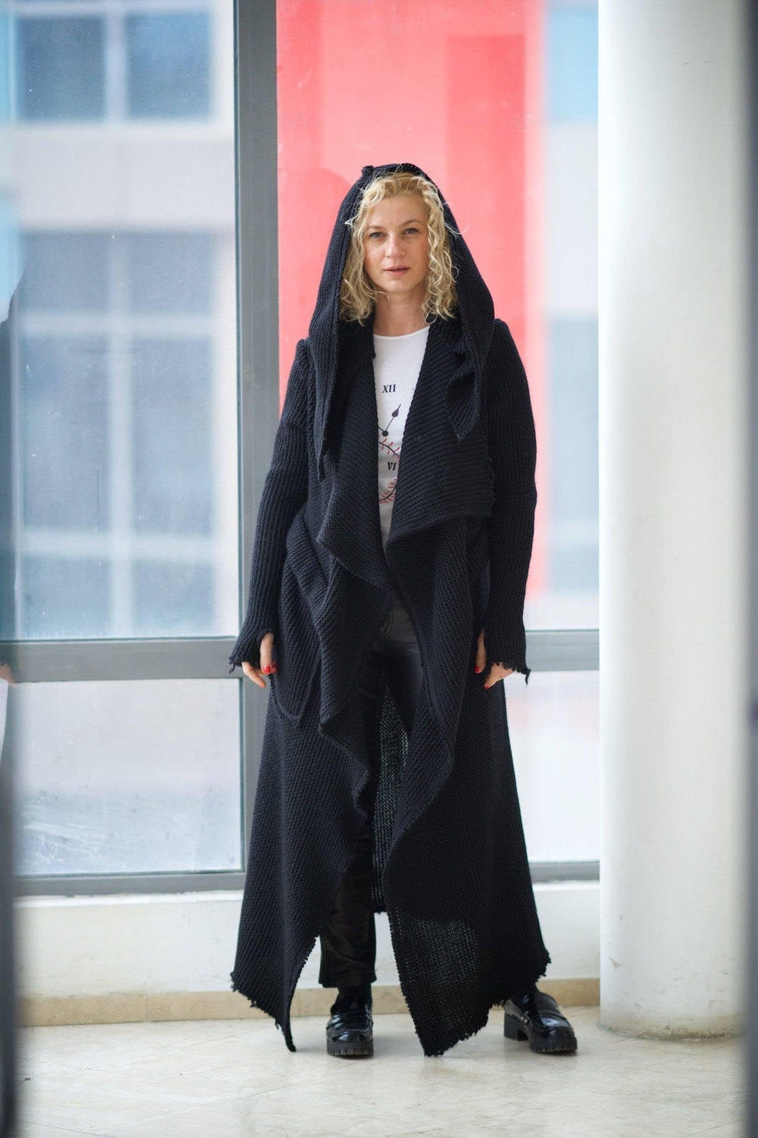 Hooded Merino Wool Maxi Cardigan Coat, Steampunk Style - Etsy
