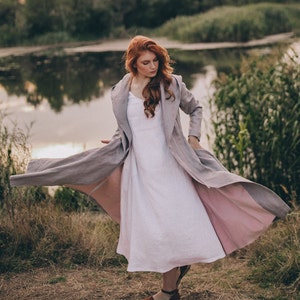 Heavy Linen Coat Hooded Coat With Pockets Linen Wrap Coat - Etsy