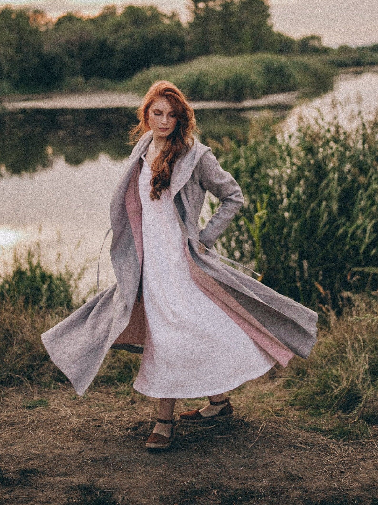 Heavy Linen Coat Hooded Coat With Pockets Linen Wrap Coat - Etsy