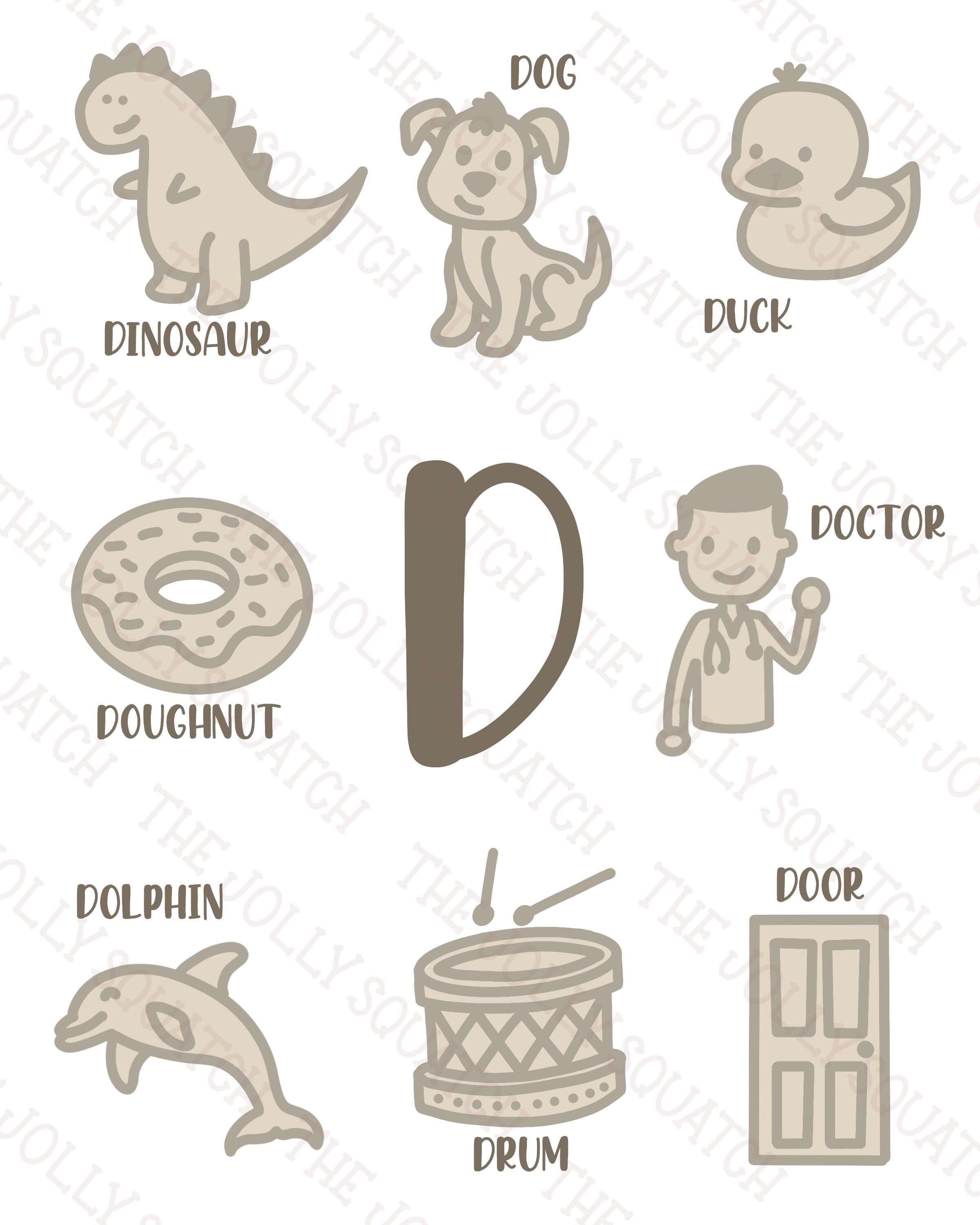 INSTANT DOWNLOAD Nursery Alphabet Letters and Pictures the Letter D - Etsy