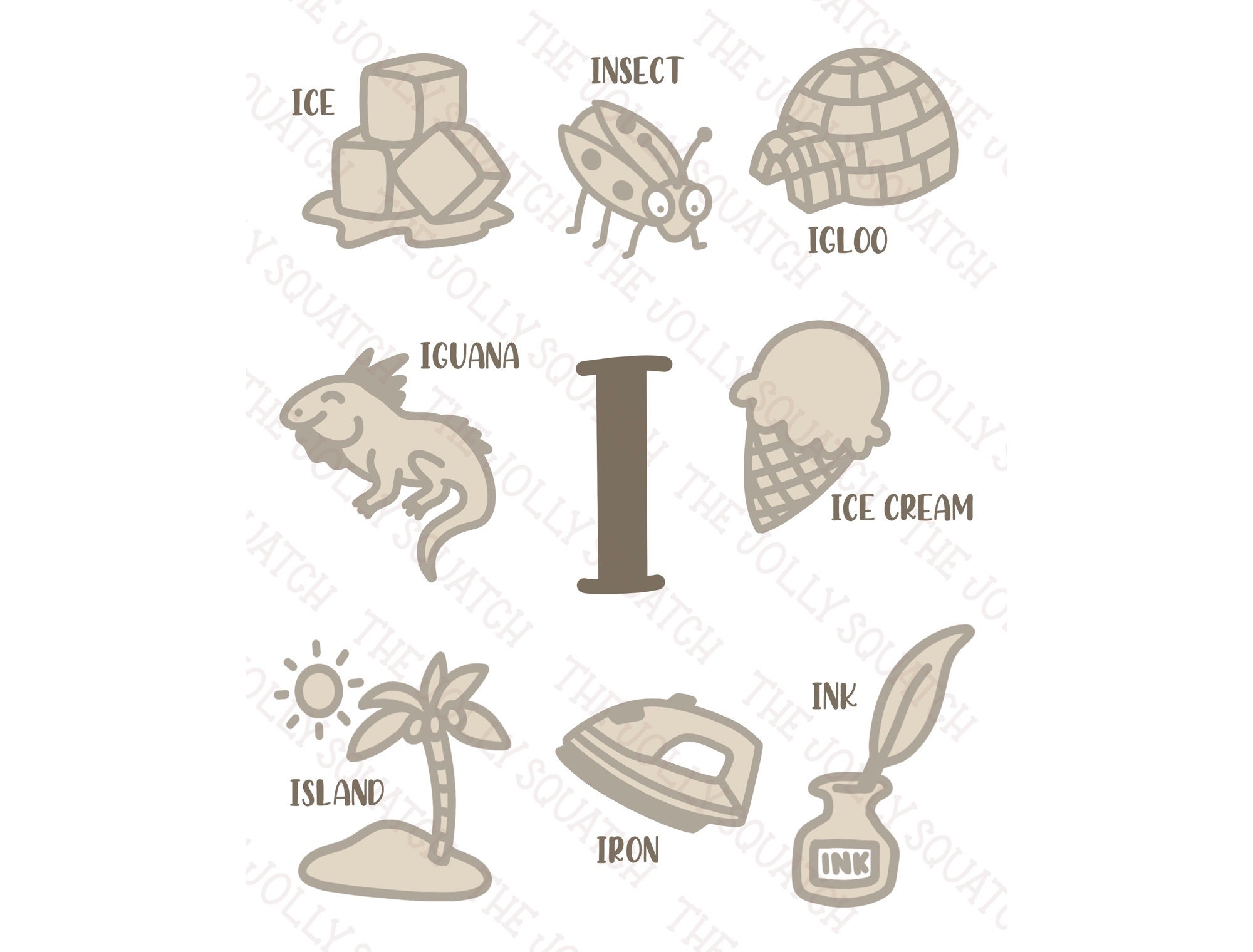 INSTANT DOWNLOAD Nursery Alphabet Letters and Pictures the Letter I - Etsy