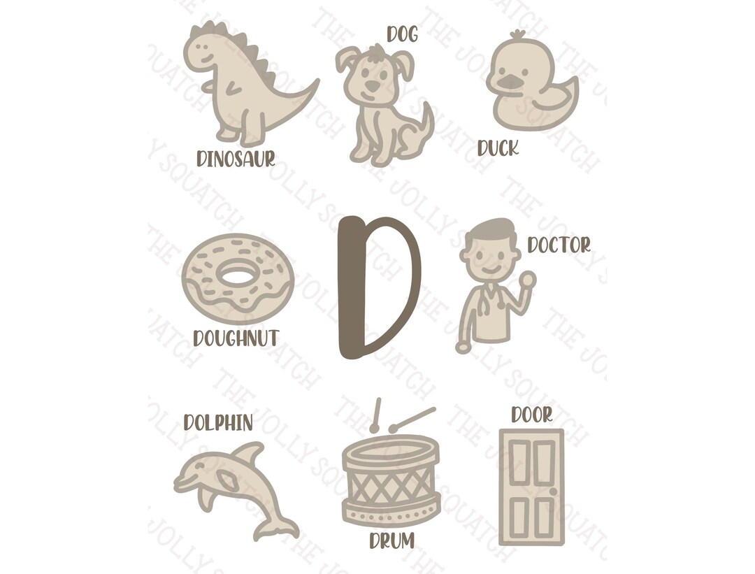 INSTANT DOWNLOAD Nursery Alphabet Letters and Pictures the Letter D - Etsy