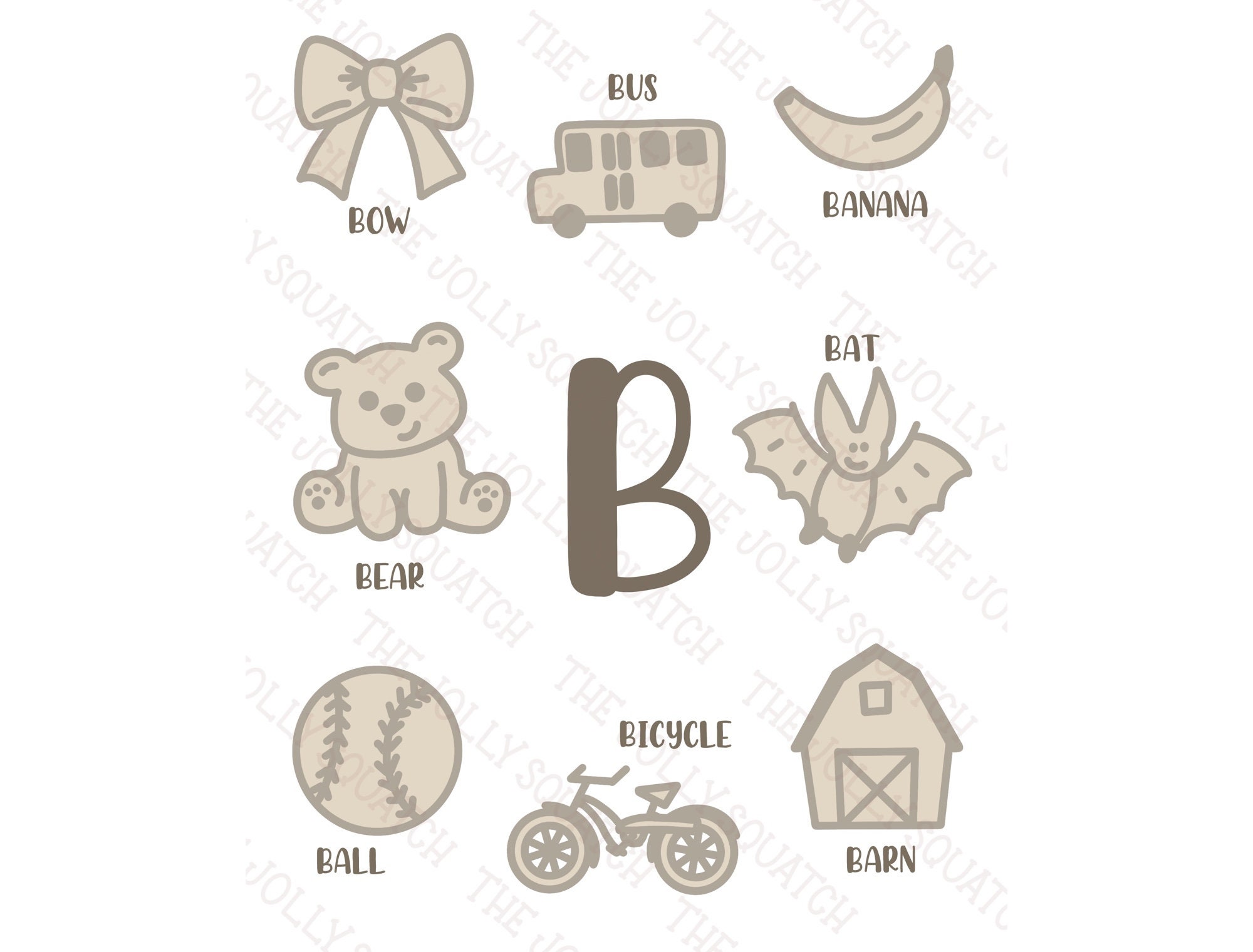 INSTANT DOWNLOAD Nursery Alphabet Letters and Pictures the Letter B - Etsy