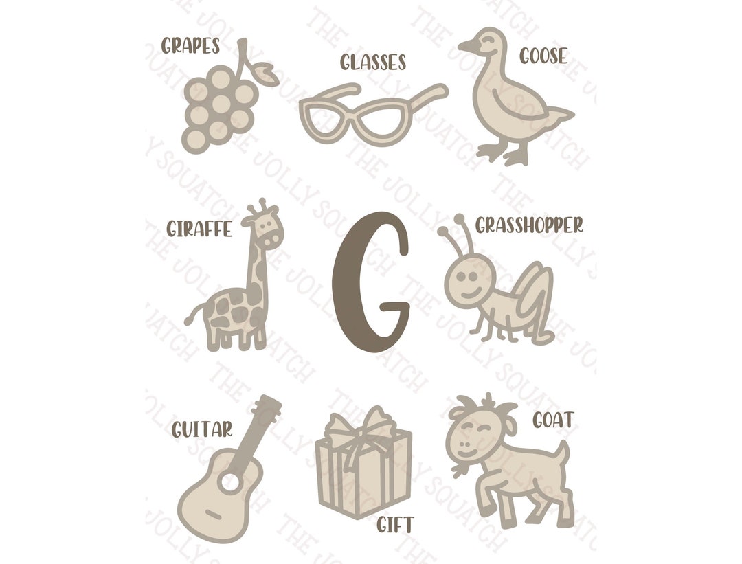 INSTANT DOWNLOAD Nursery Alphabet Letters and Pictures the Letter G - Etsy