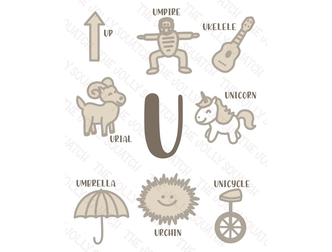 INSTANT DOWNLOAD Nursery Alphabet Letters and Pictures the Letter U - Etsy