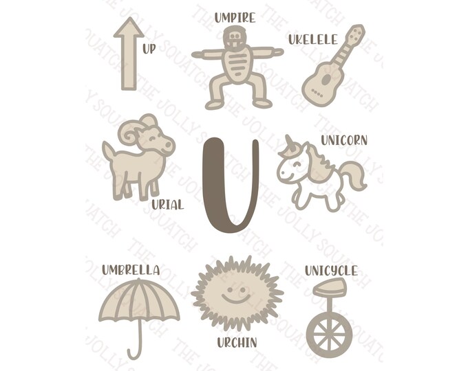 INSTANT DOWNLOAD Nursery Alphabet Letters and Pictures the Letter U - Etsy