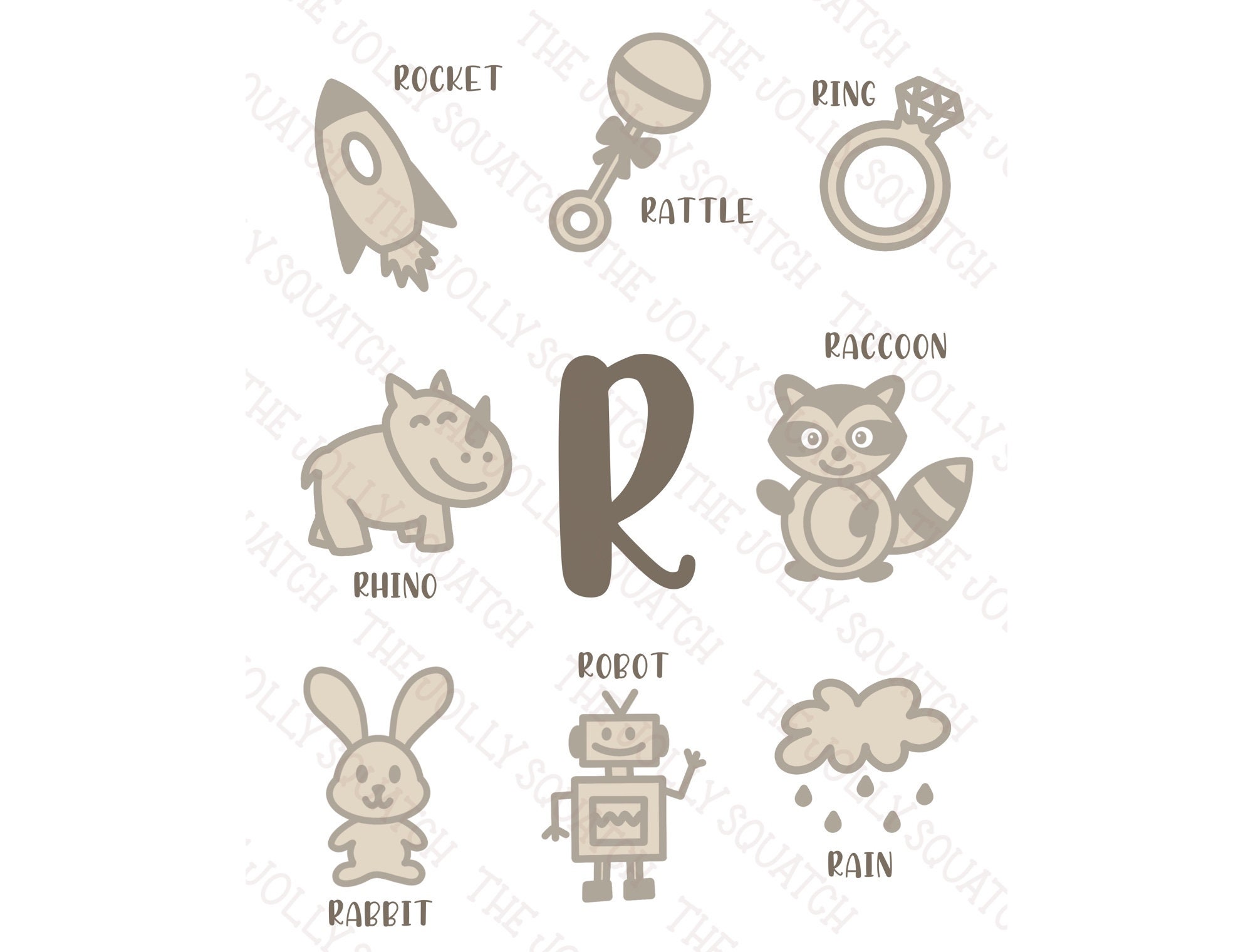 INSTANT DOWNLOAD Nursery Alphabet Letters and Pictures the Letter R - Etsy