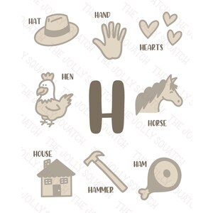 INSTANT DOWNLOAD Nursery Alphabet Letters and Pictures the Letter H - Etsy