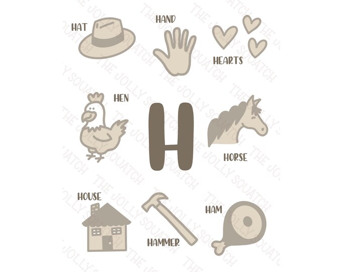 INSTANT DOWNLOAD | Nursery Alphabet Letters and Pictures | the Letter H ...