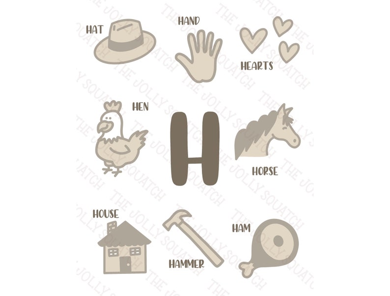INSTANT DOWNLOAD Nursery Alphabet Letters and Pictures the Letter H - Etsy