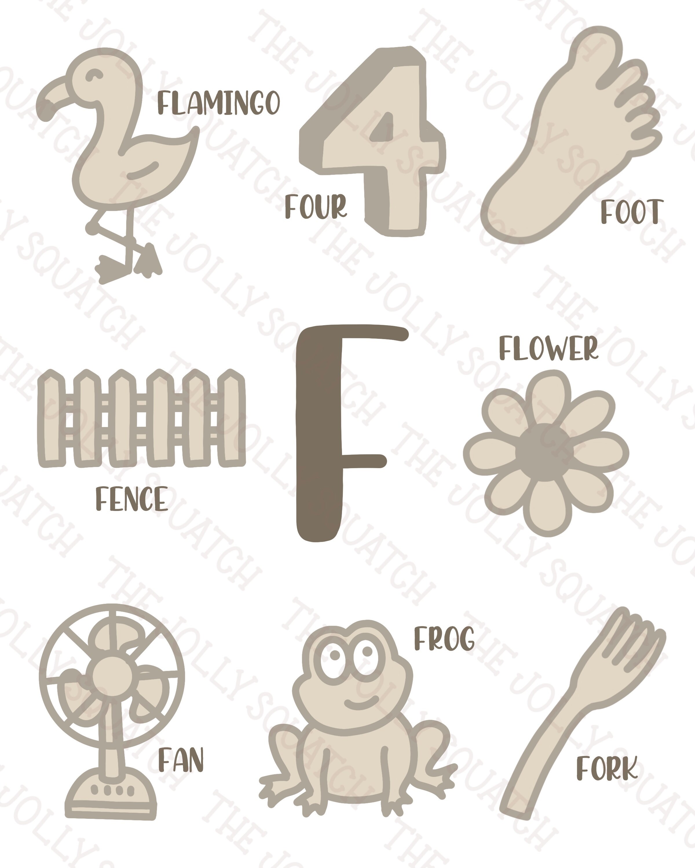 INSTANT DOWNLOAD Nursery Alphabet Letters and Pictures the Letter F - Etsy